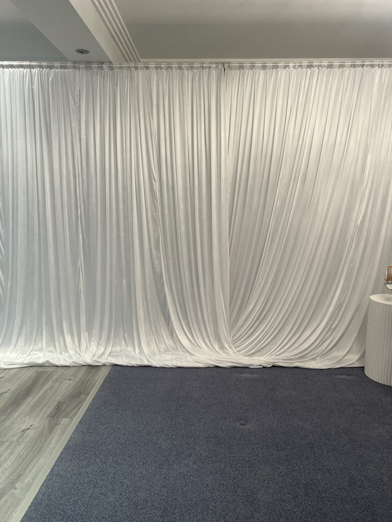 White Curtain Draping Hazel Events - Prop Hire Melbourne